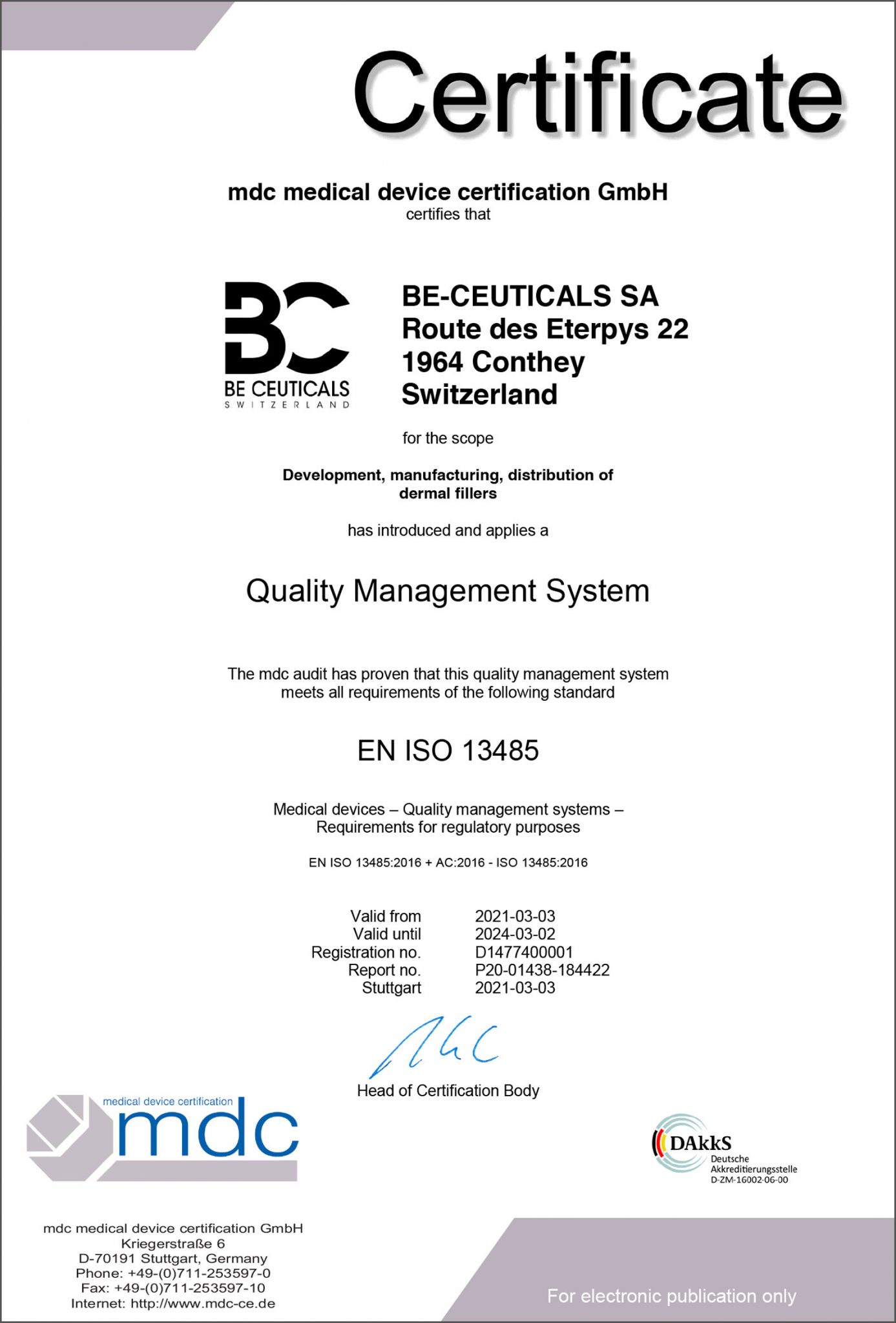 Certifications - Be Ceuticals